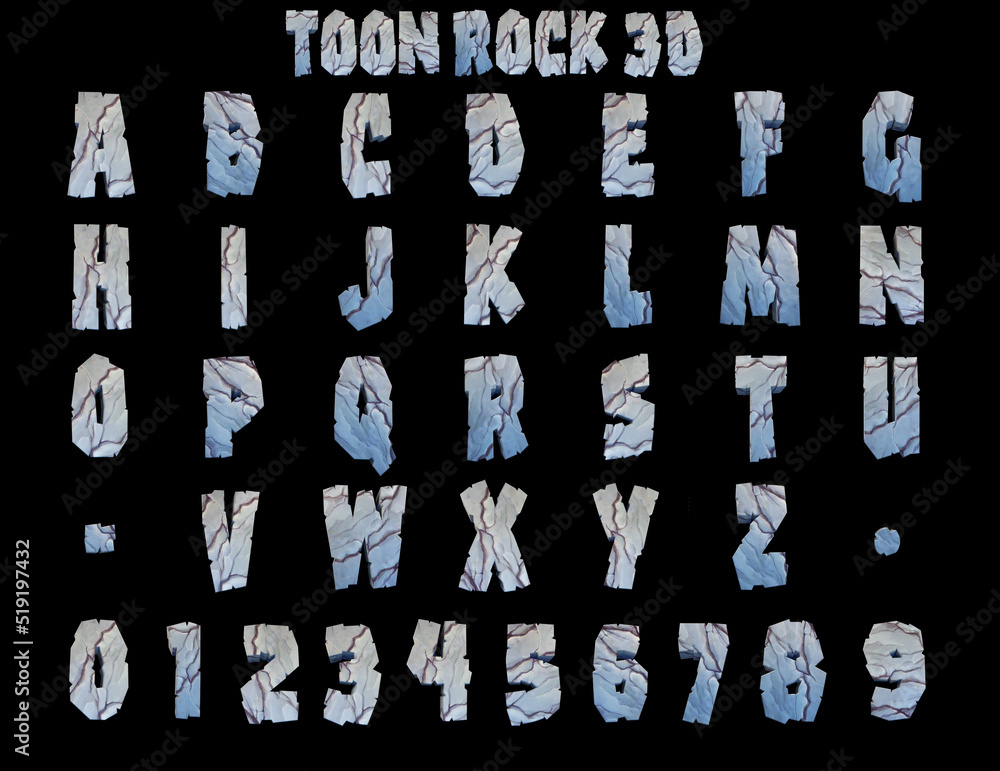 Toon Rock Alphabet 3D Illustration Stock Illustration | Adobe Stock