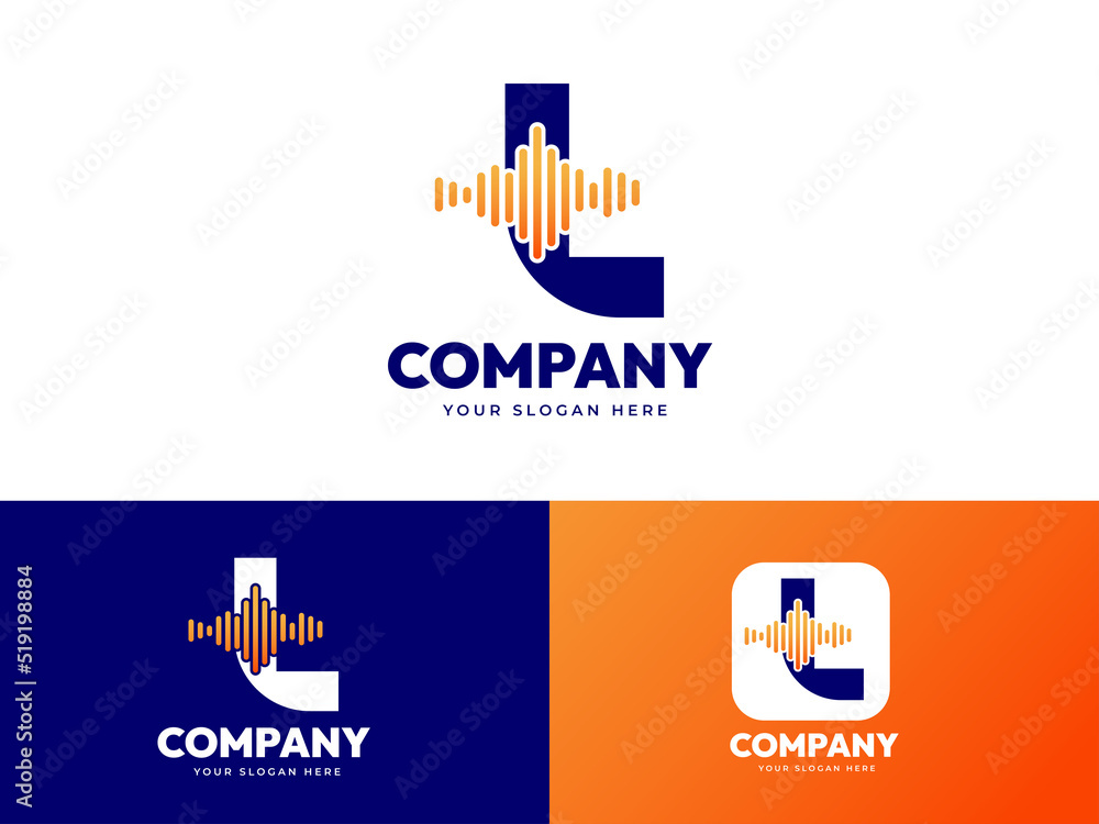 Letter L logo design with sound wave element Stock Vector | Adobe Stock