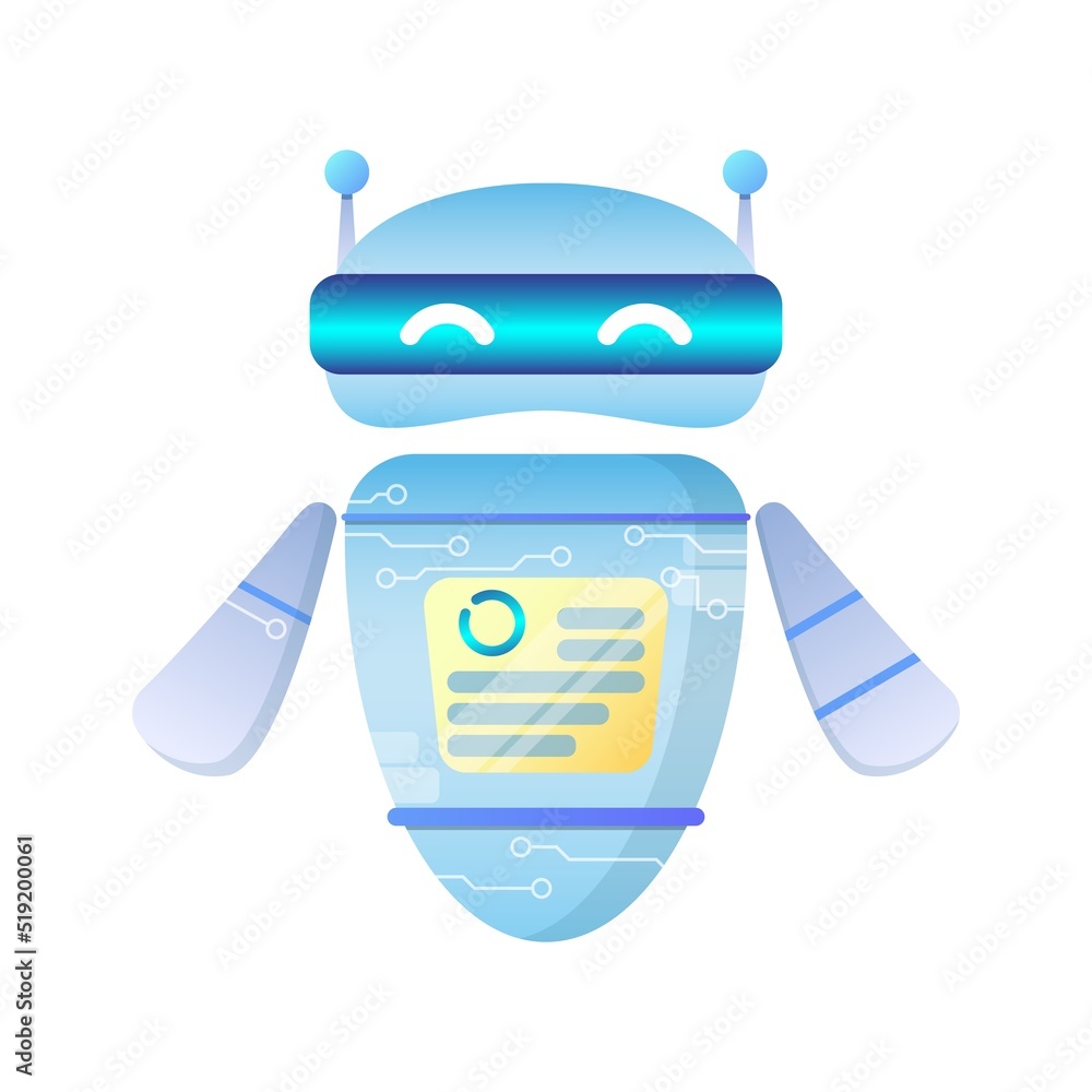 Cute robot android in cartoon style. Technology character. Vector ...