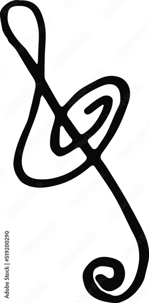 Treble clef Illustration. Hand-drawn doodles illustration. Line art ...