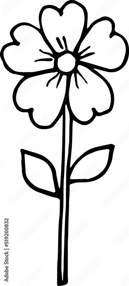 Flower on a stick. Illustration. Hand-drawn doodles illustration. Line ...