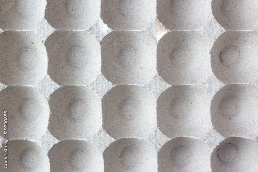 Background container with cells of pressed paper for laying eggs. Paper ...