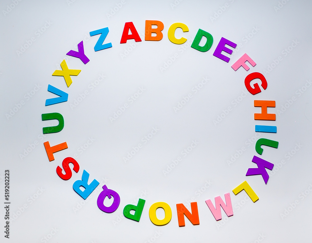 Letters of the alphabet form a circle on a white background. Alphabet ...