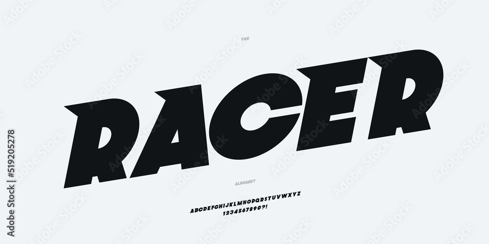 Vector racer font bold style modern typography for infographics, motion ...
