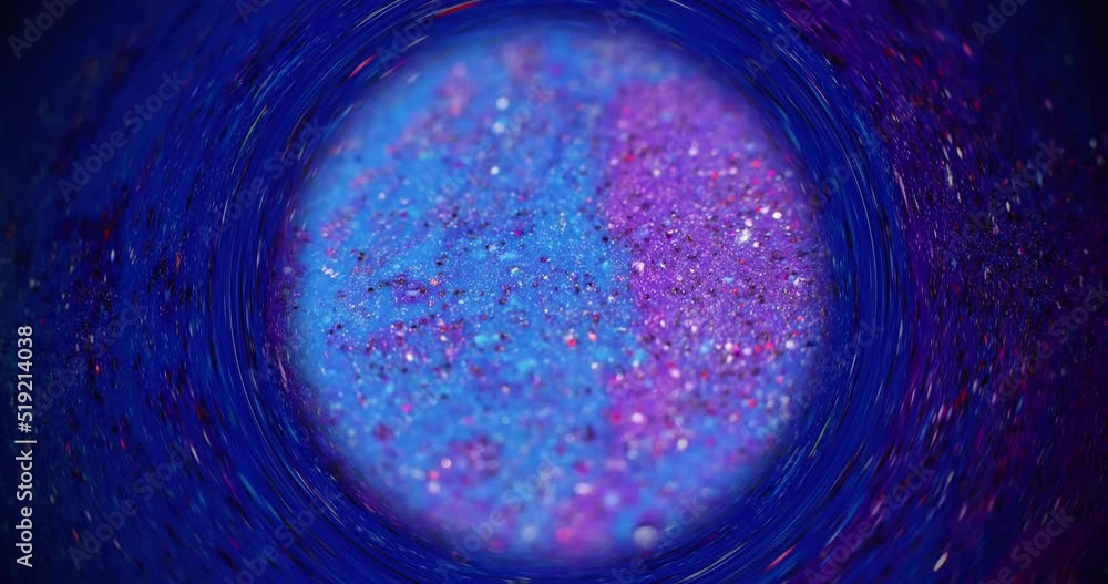 Glitter fluid background. Blur shiny circle. Sequin vortex. Fluorescent ...