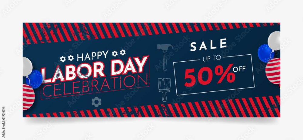 Vetor de Labor day celebration facebook cover page timeline web ad ...