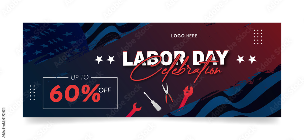 Labor day sale facebook cover page timeline web ad banner template ...
