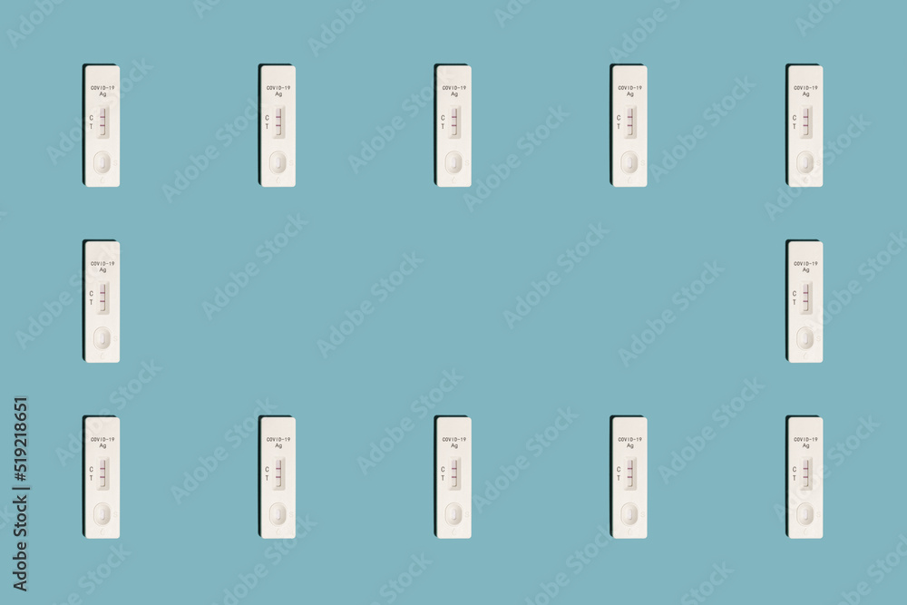 Positive Covid-19 antigen test pattern frame on light blue background ...