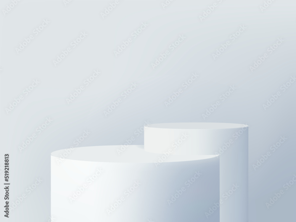 Empty white platforms for product showcase. Vector illustration. Stock ...