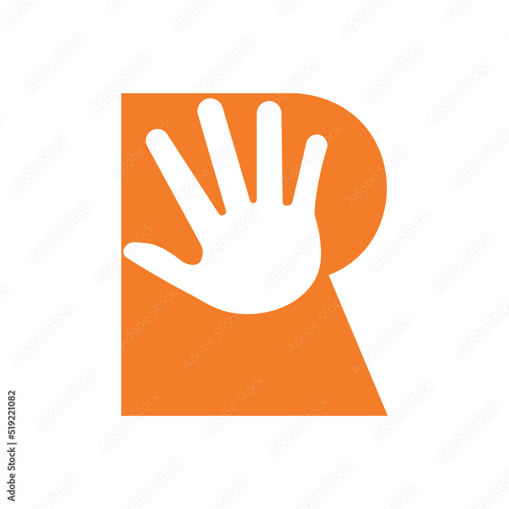Letter R Hand Logo Concept For Hand Care, Charity Sign and Donation ...