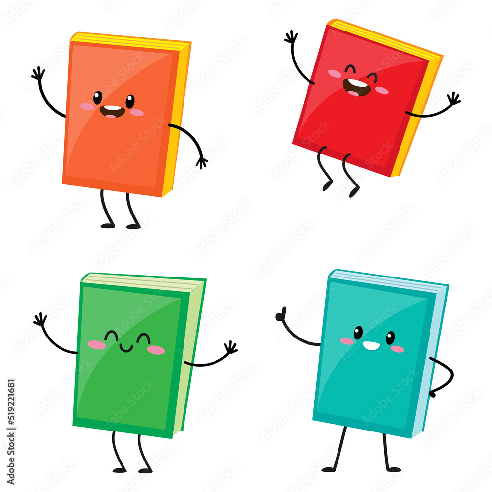 Cartoon book characters with smiling faces Stock Vector | Adobe Stock