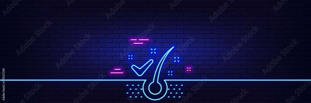 Neon light glow effect. Anti-dandruff flakes line icon. Dandruff ...