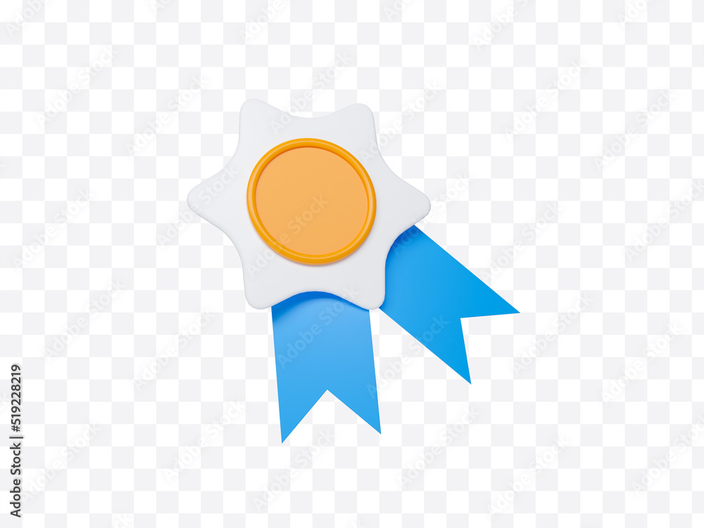 3d icon Certificate Badge. Yellow badge warranty icon and ribbon with ...