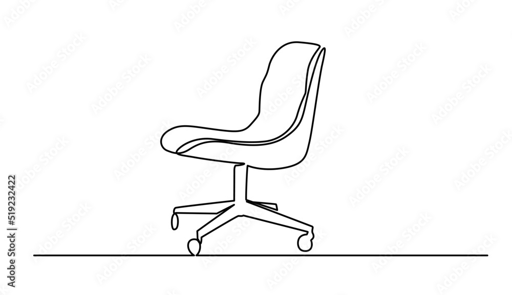Chair in Continuous one line drawing. Interior with furniture in simple ...