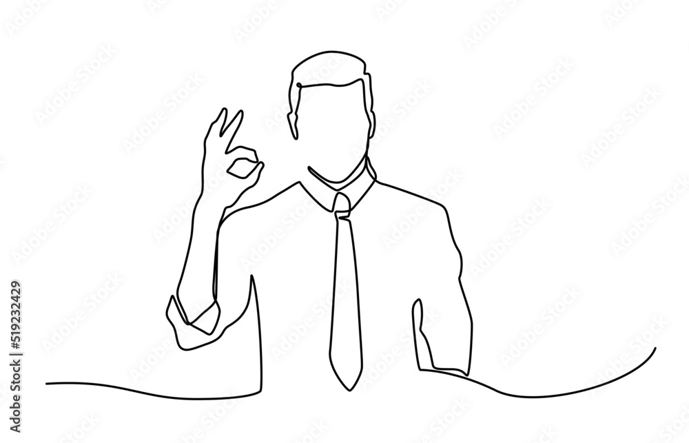 Office people concept. Business man showing ok hand sign. Continuous ...