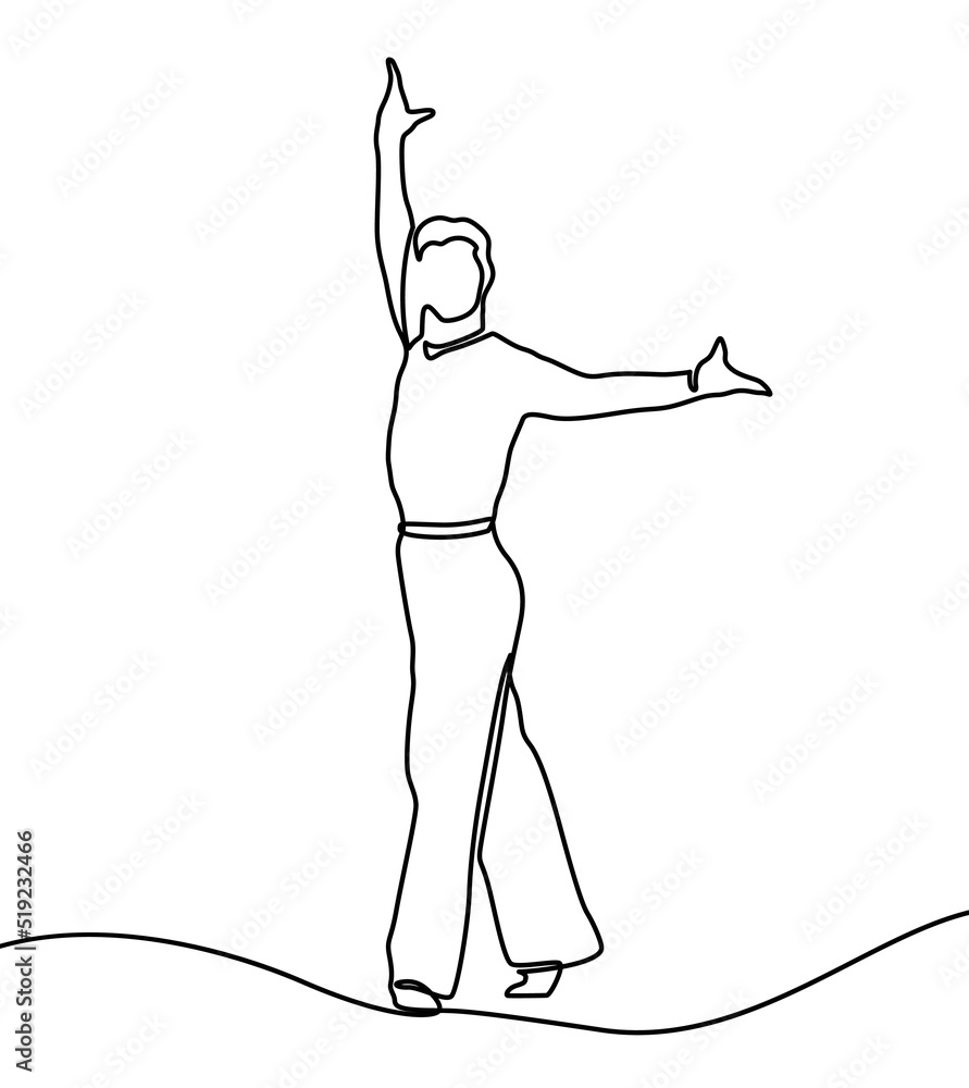 Continuous one painted single line dancer breakdance move. The concept ...