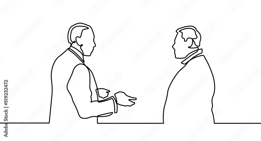 Business discussion of men continuous line drawing one lineart design ...