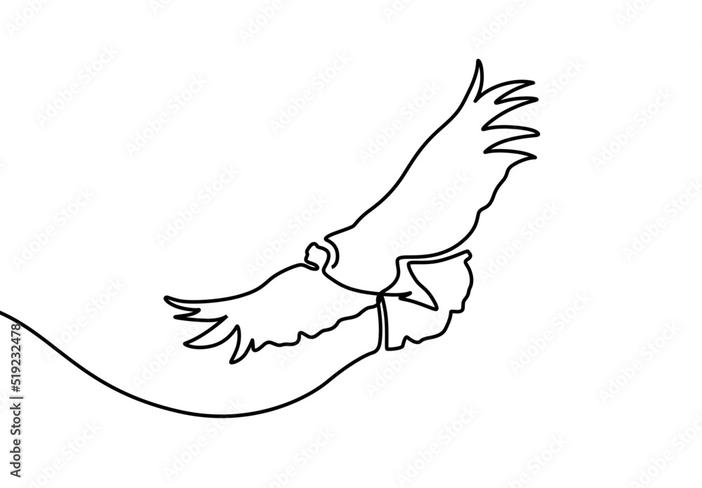 One line eagle design silhouette. Hand drawn minimalism style vector illustration. Condor ...