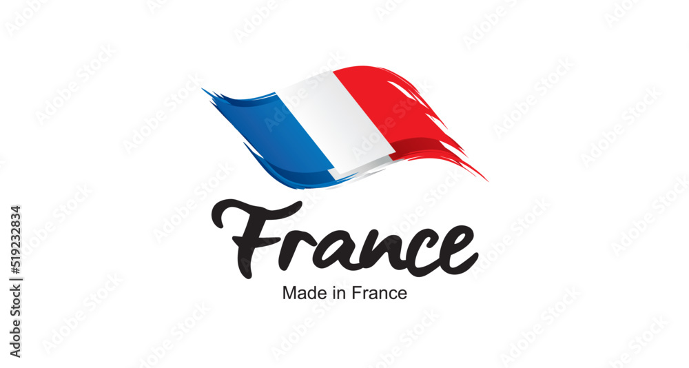 Made in France new handwritten flag ribbon typography lettering logo ...