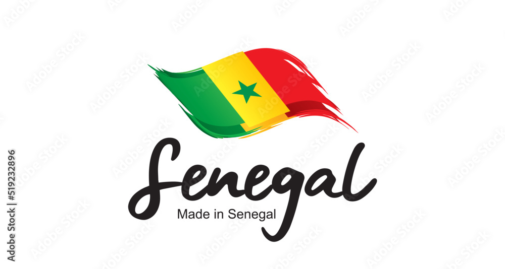 Made in Senegal new handwritten flag ribbon typography lettering logo ...