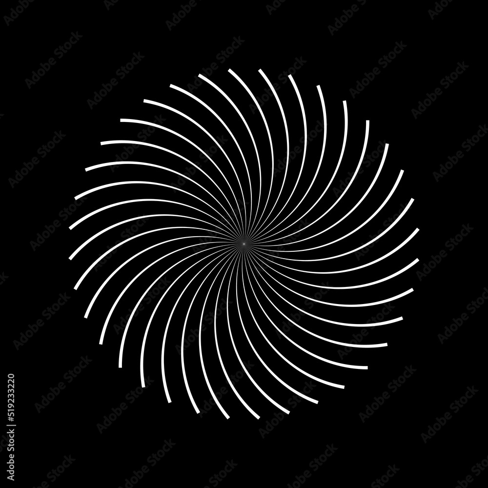 Abstract white curvy rotated lines. Geometric art. Design element for ...