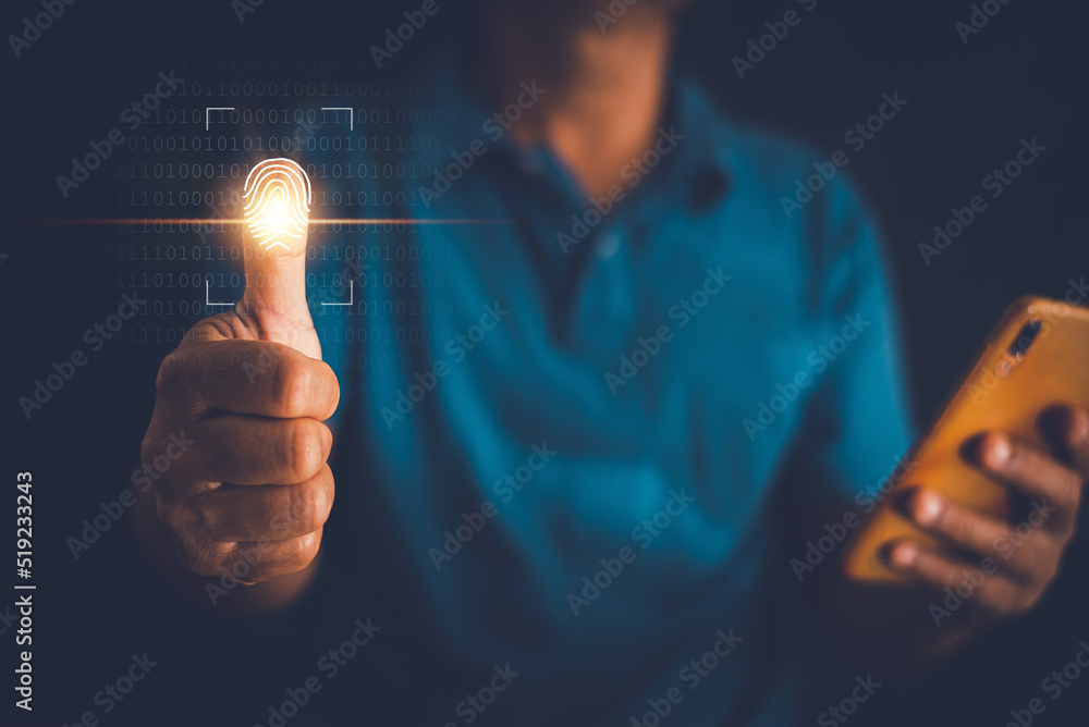 Concept of surveillance and security scan for digital cyber futuristic ...