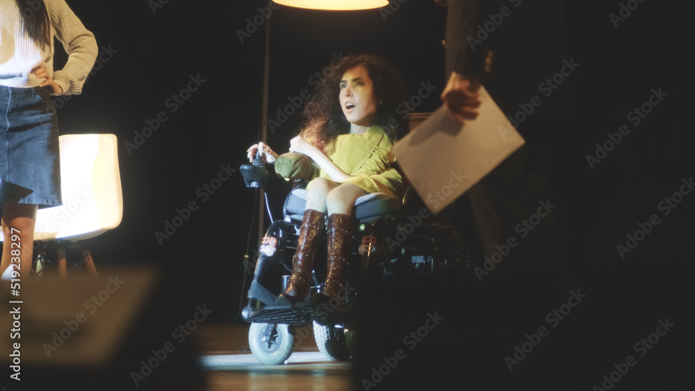 Actress with a disability with other actors together playing a scene on ...