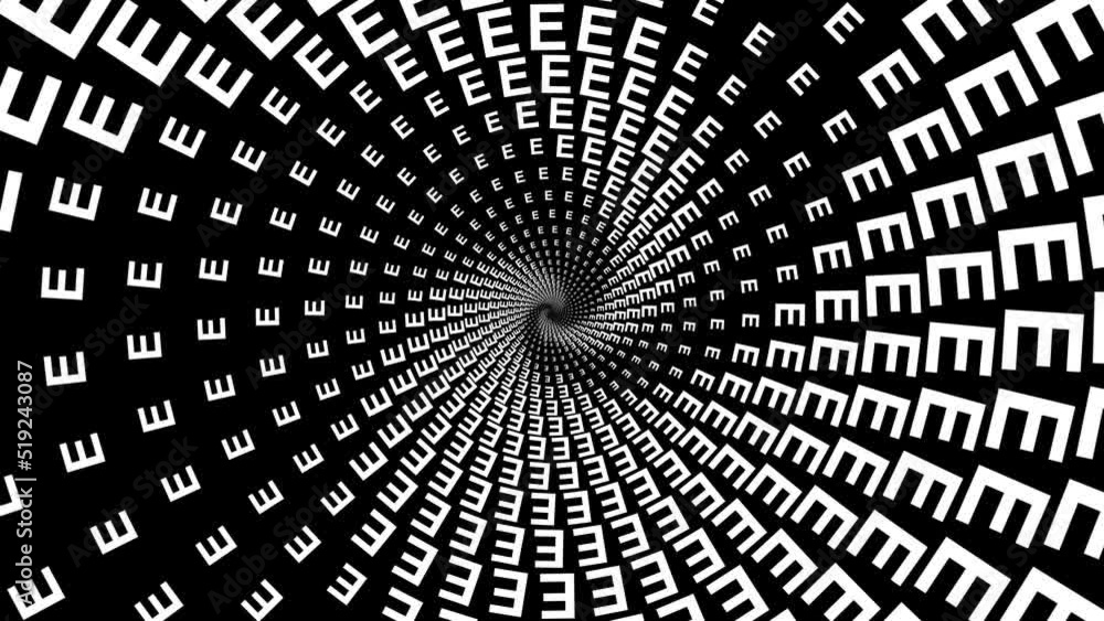 Twisting capital uppercase letter E animation creative. Twirling symbol ...