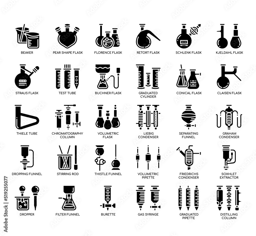 Set of Laboratory Glassware thin line icons for any web and app project ...