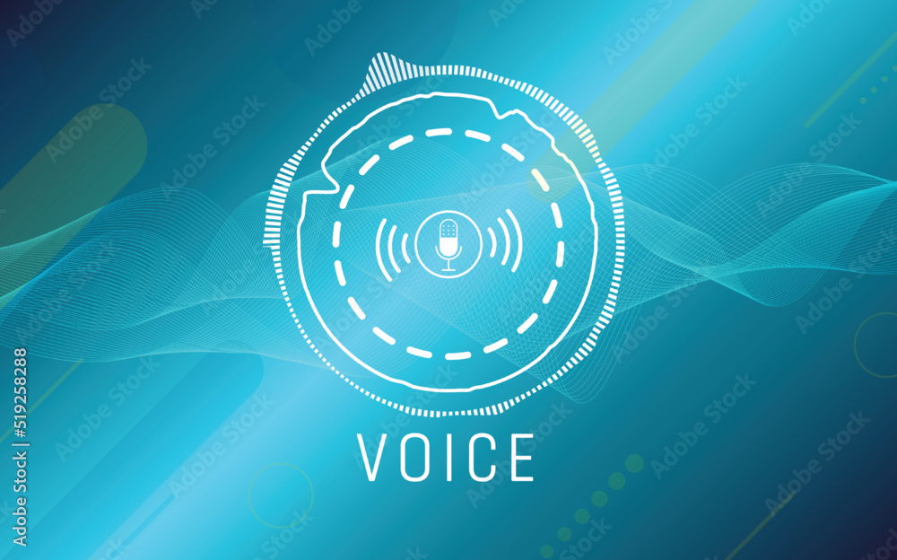 Voice assistant and voice recognition concept. Sound wave with ...