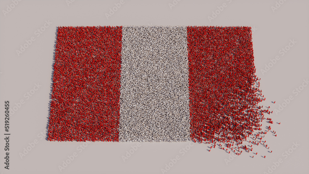 Peruvian Flag formed from a Crowd of People. Banner of Peru on White ...