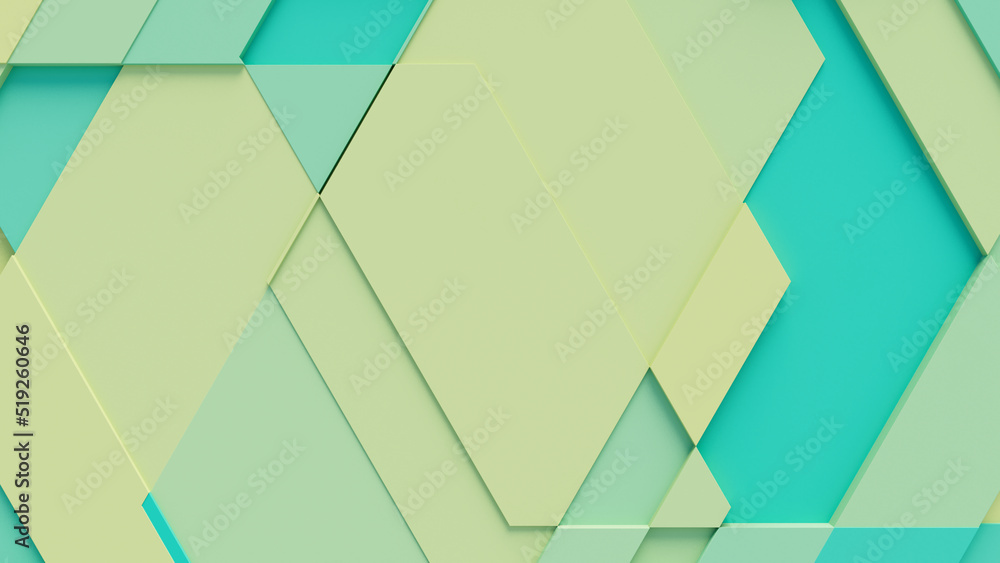 Turquoise and Yellow Tech Background with a Geometric 3D Structure ...