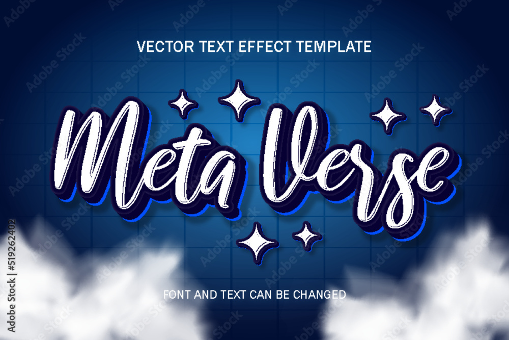 meta verse font typography editable text effect style lettering ...