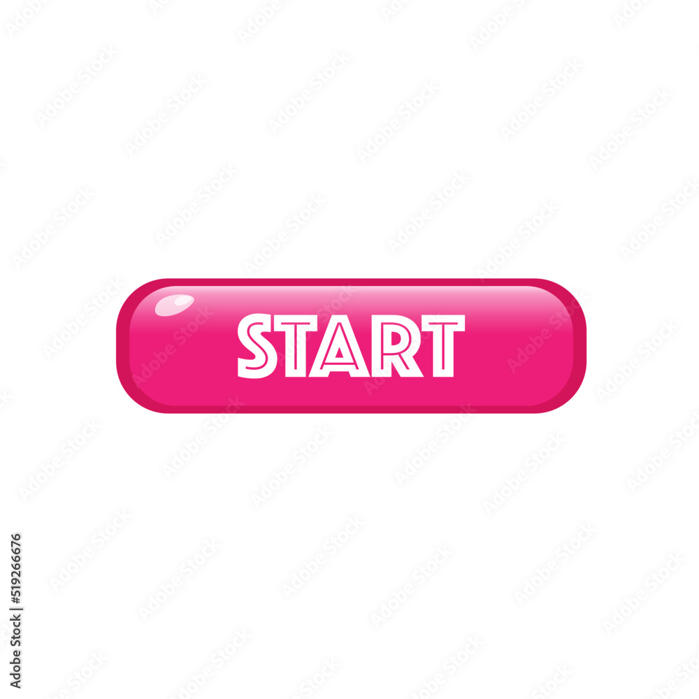 Cute pink Start button. Vector illustration on white background. START ...
