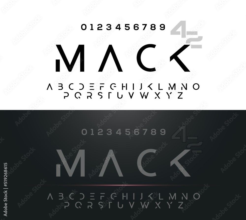 MACK Sports minimal tech font letter set. Luxury vector typeface for ...