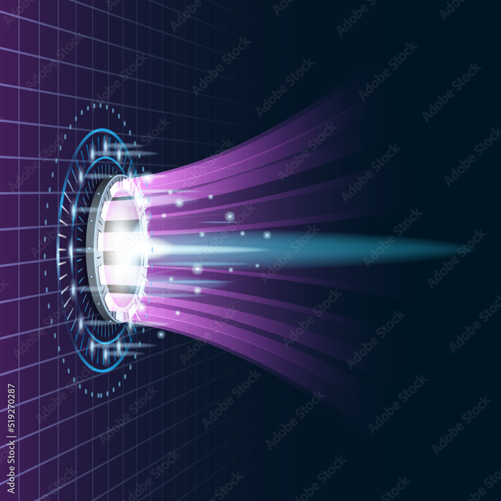 Futuristic portal sky-fi digital, circle science teleport tunnel with ...