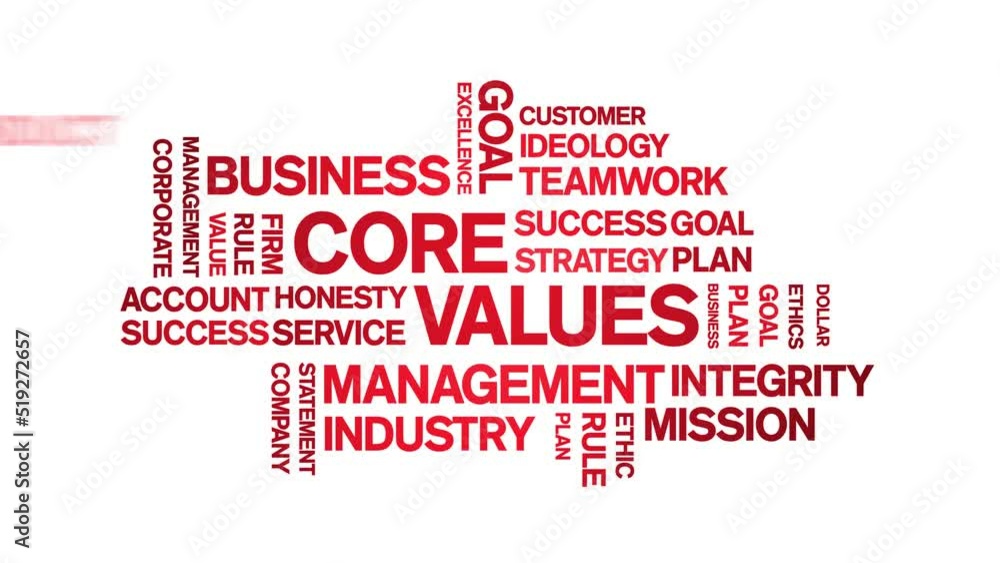 4k Core Values Animated Tag Word Cloud;Text Design Animation typography ...