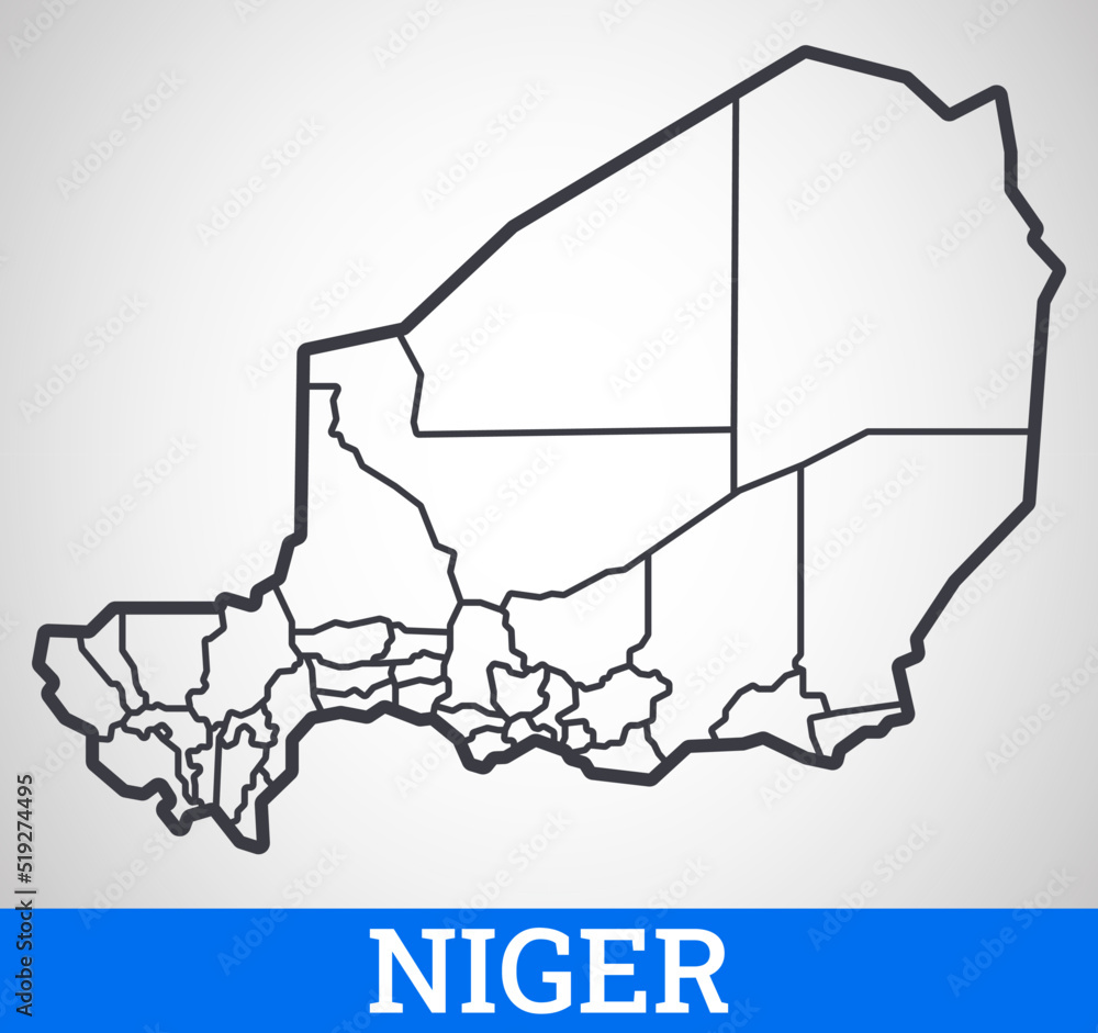 Simple outline map of Niger. Vector graphic illustration. Stock Vector ...