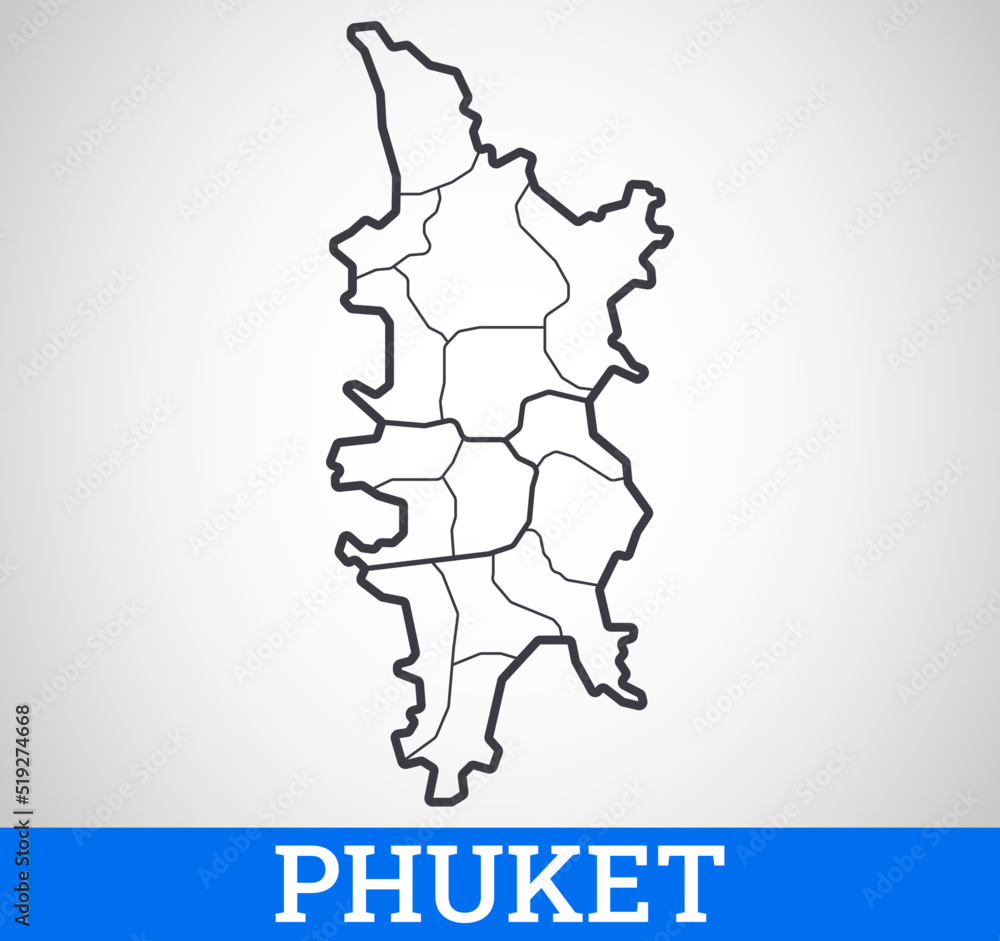 Simple outline map of Phuket, Thailand. Vector graphic illustration ...