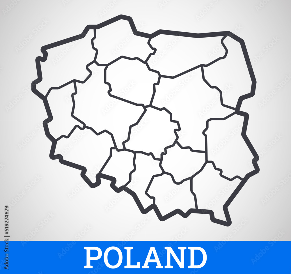 Simple outline map of Poland with provinces. Vector graphic illustration Stock Vector | Adobe Stock