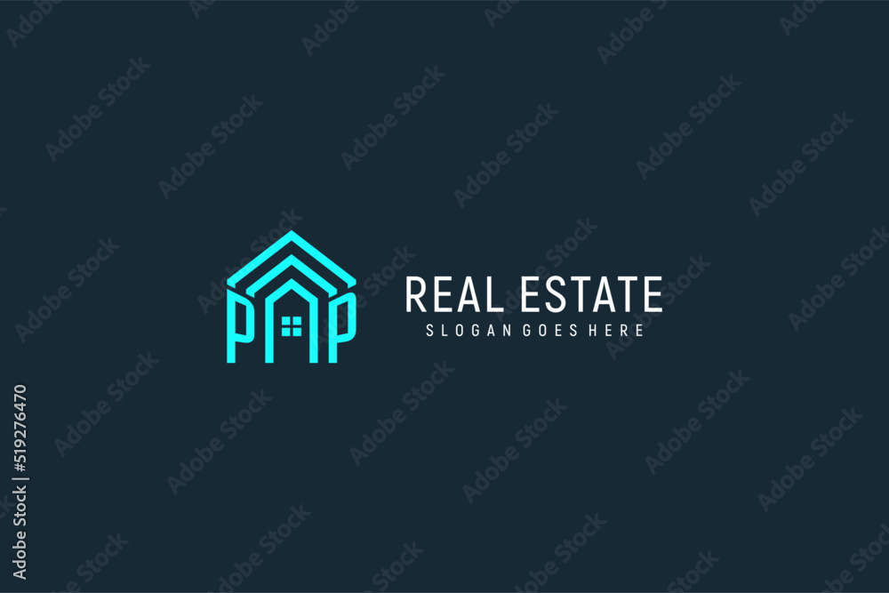Initial letter PP roof logo real estate with creative and modern logo ...