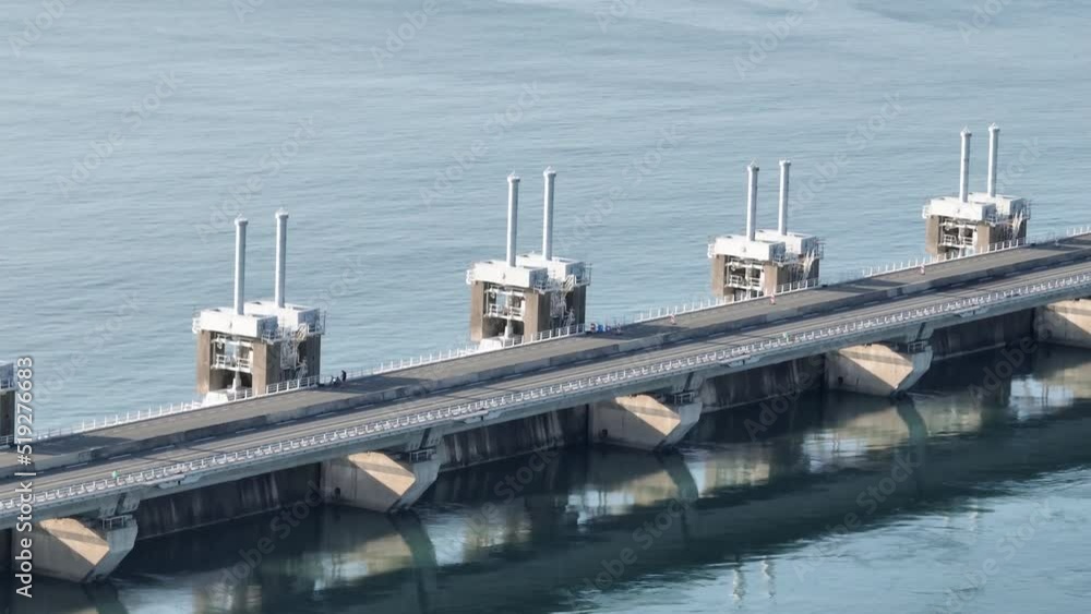 The Delta Works water flood defense system, in the Netherlands, protect ...