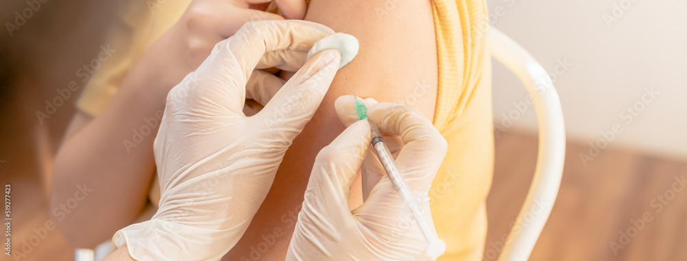 Covid-19, coronavirus asian girl kid getting vaccine from doctor, nurse ...