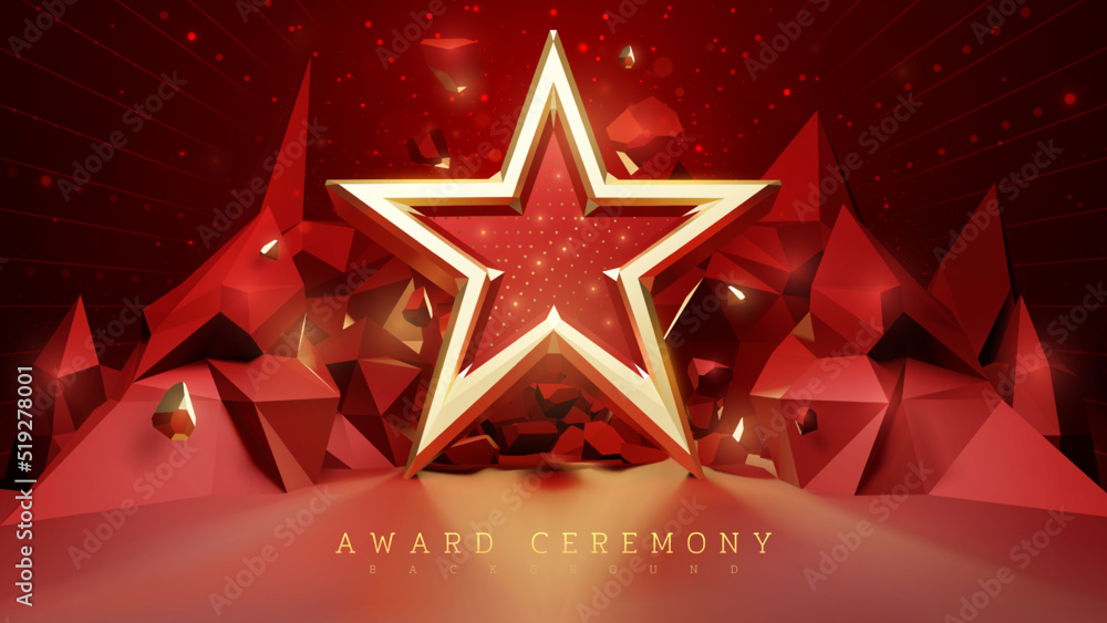 Award ceremony background with 3d golden star elements and stone ...