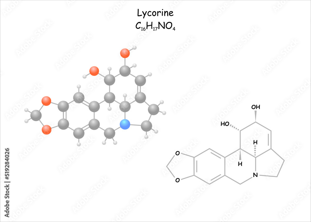 Poster Stylized molecule model/structural formula of lycorine – Wall ...