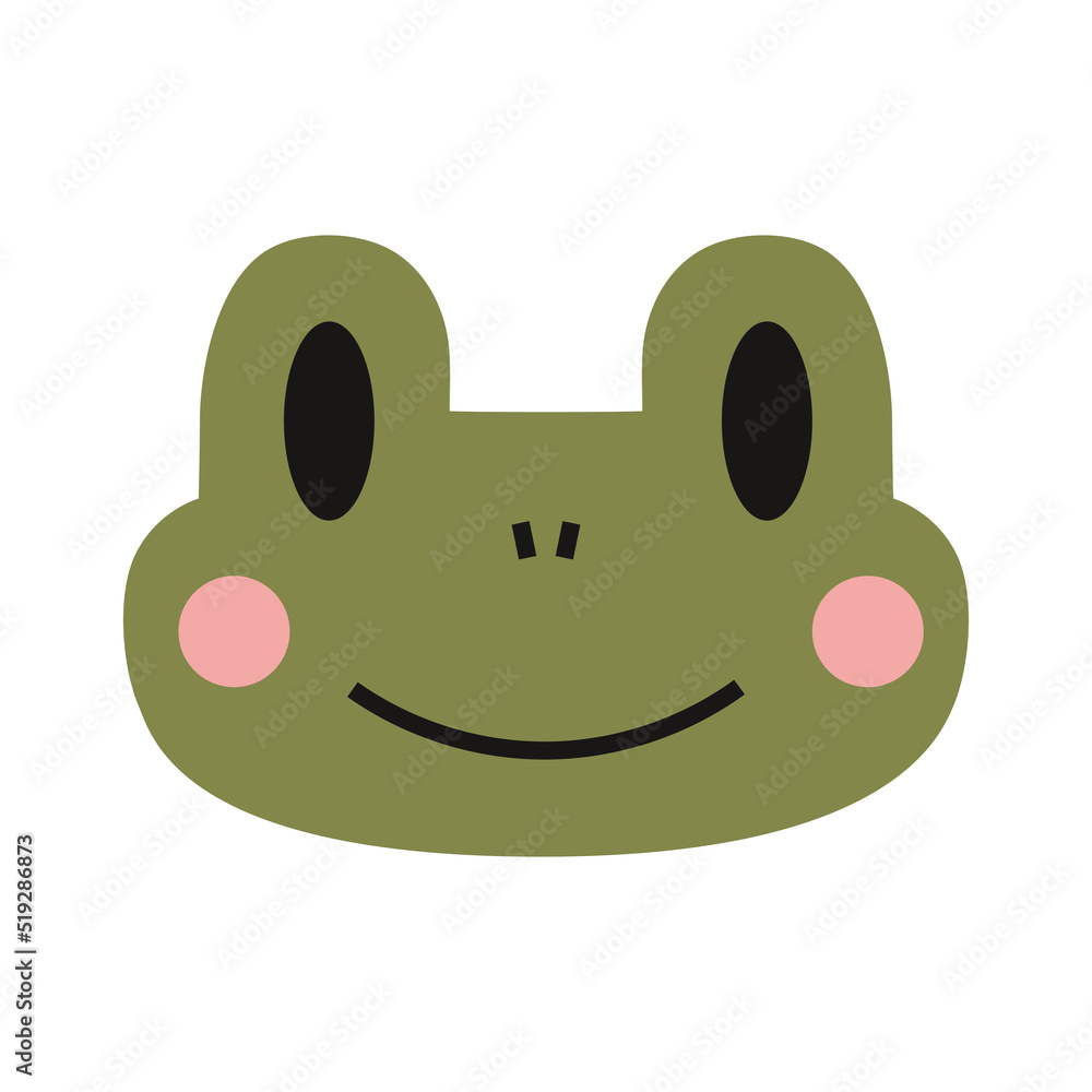 Cute frog face, cartoon style. Kawaii childish character. Trendy modern ...