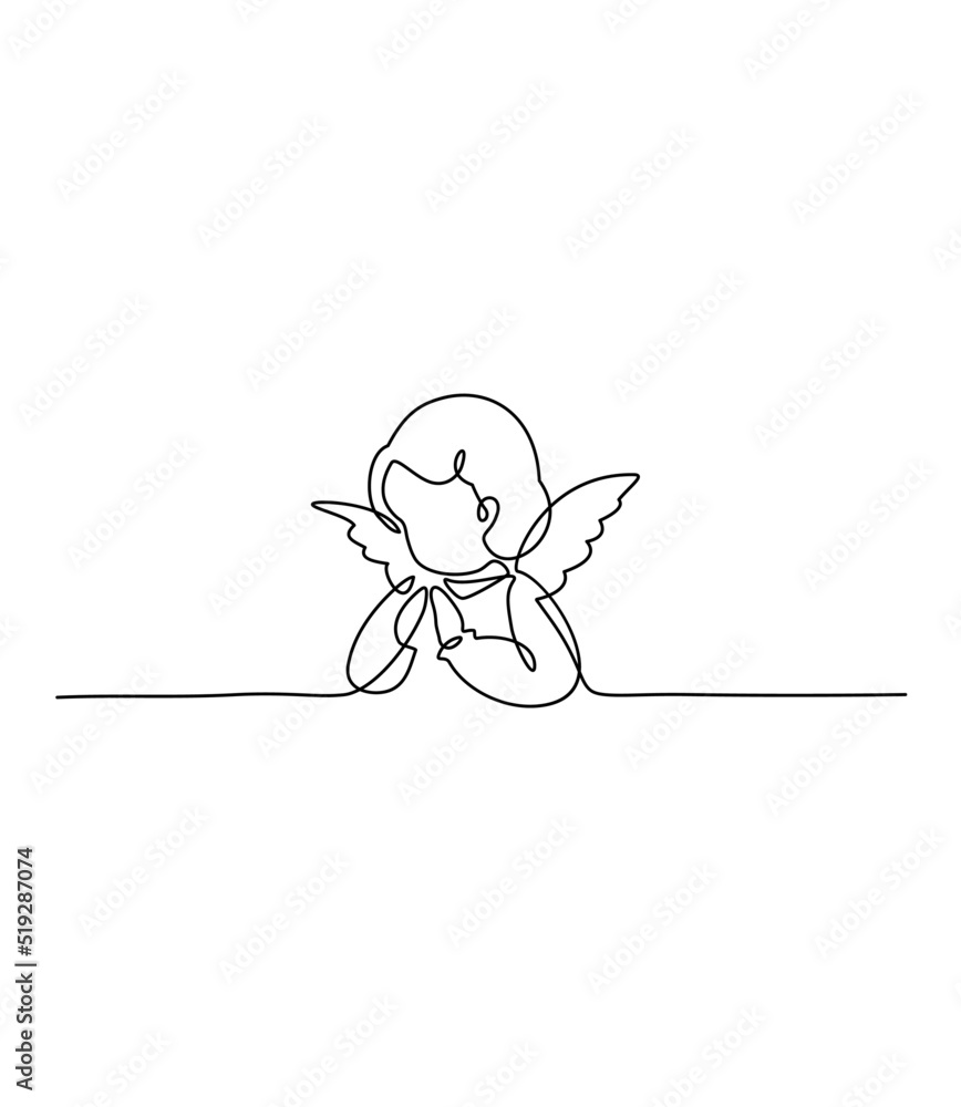 Angel. Continuous line art drawing vector illustration. Stock Vector ...
