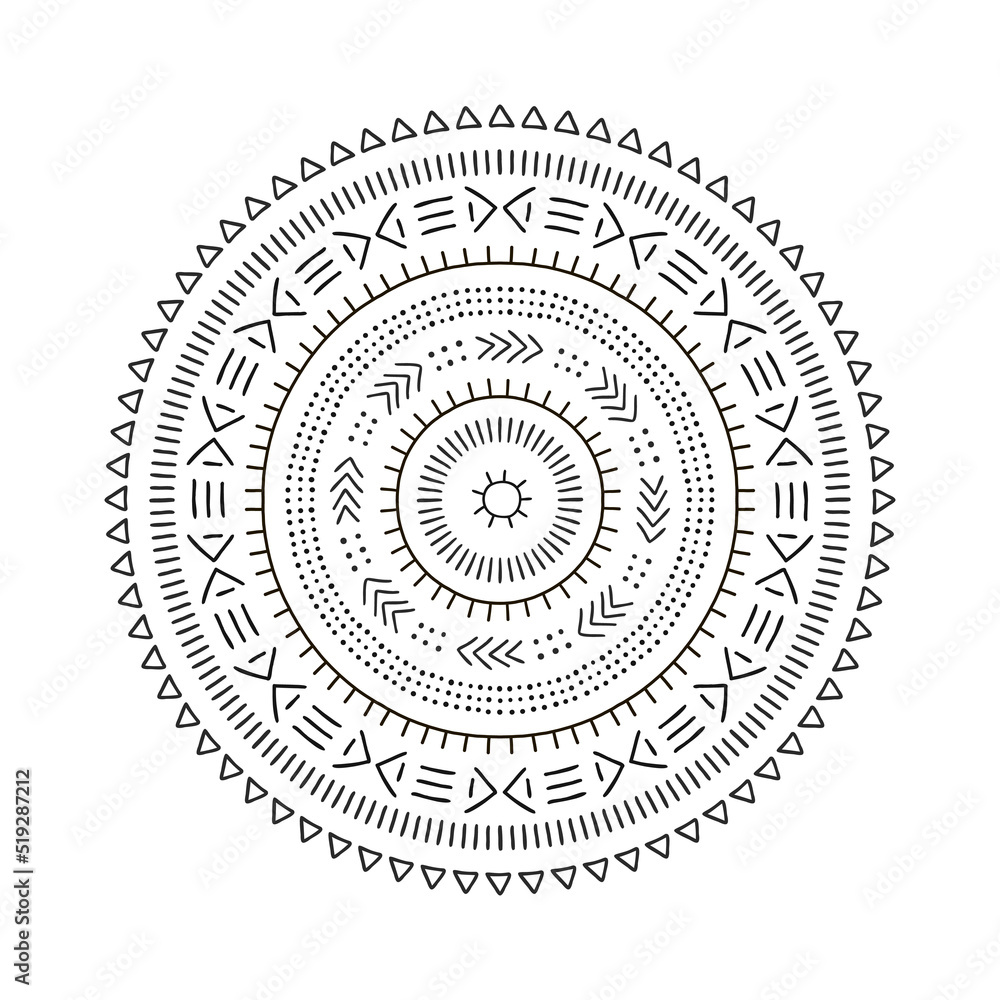 Mandala traditional folk ethnic tribal Mud Cloth vector illustration ...