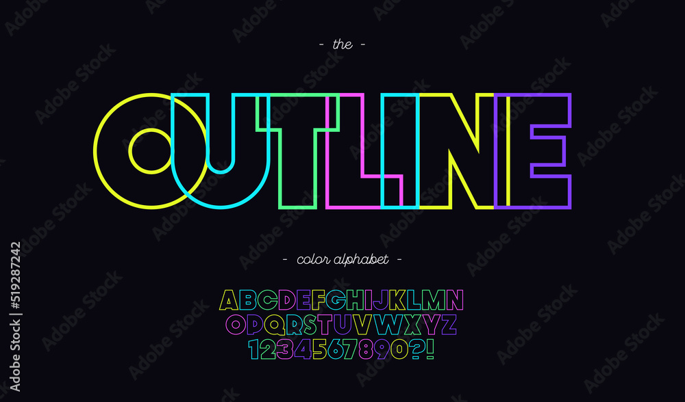 Vector outline font neon style for banner, infographics, motion graphic ...