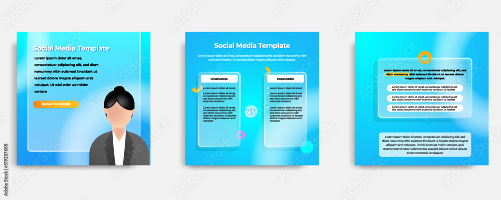 Social media informative post banner template layout design in blue ...